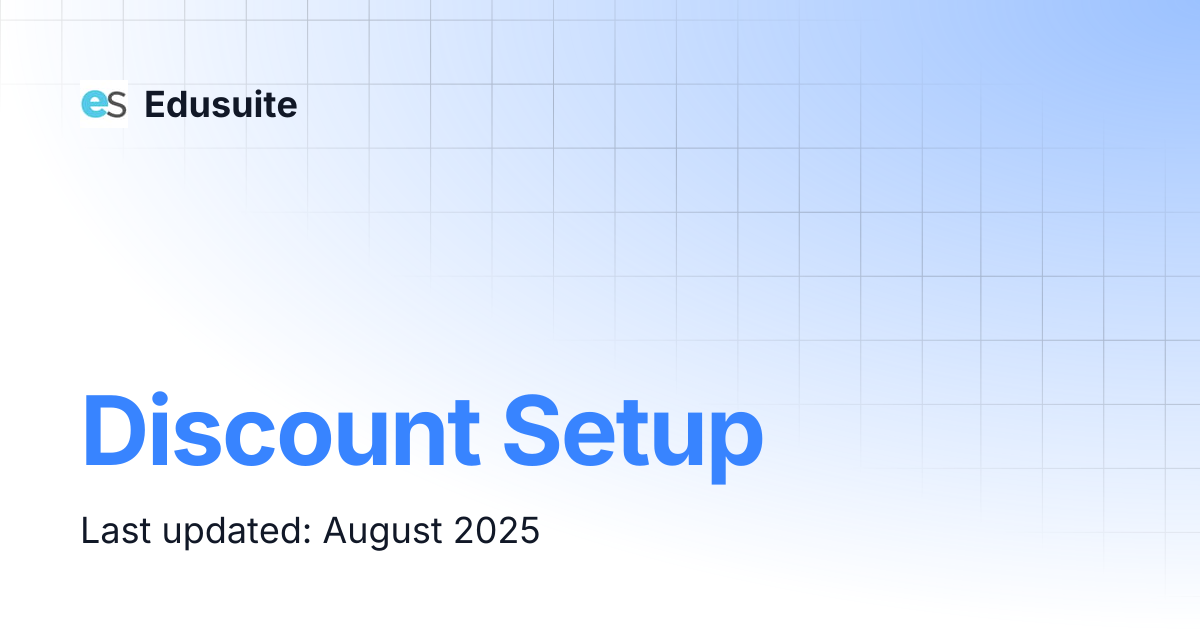 Discount Setup | Edusuite